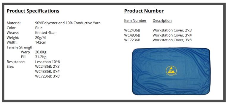 ESD Workstation Covers -Three Sizes - ESD Products